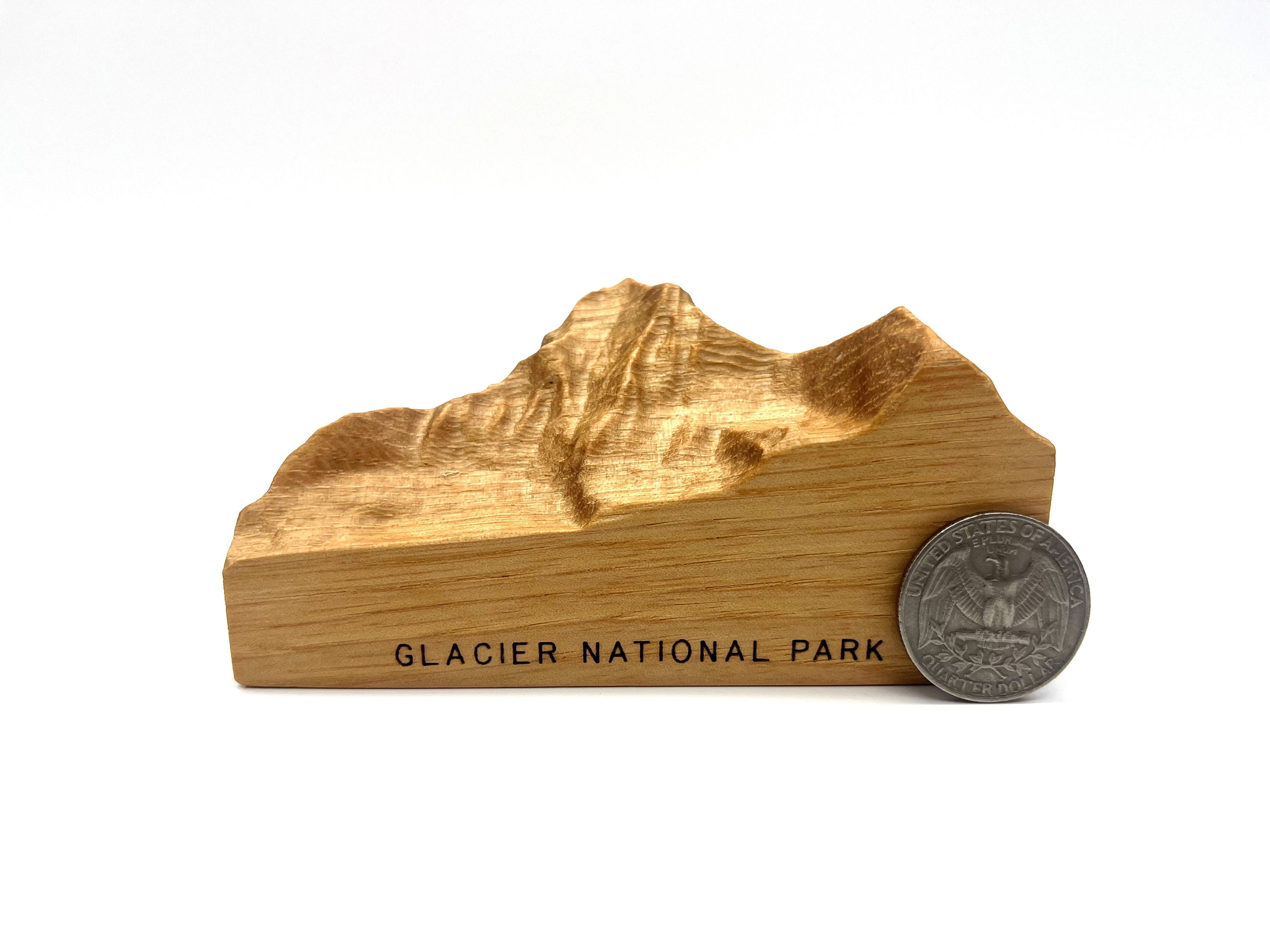 Glacier National Park Topography Model Solid Wood Carving of the ...