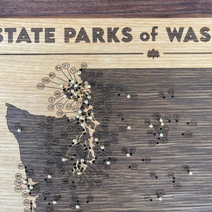 Washington State Parks Push Pin Map Wooden Travel Tracker Map - Etsy