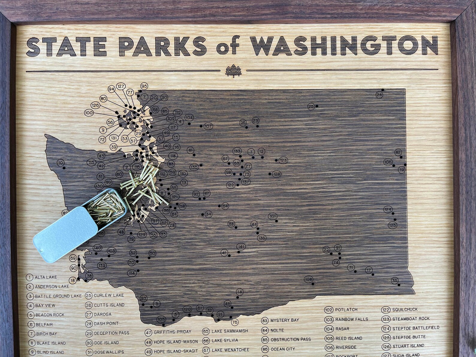 Washington State Parks Push Pin Map Wooden Travel Tracker Map - Etsy
