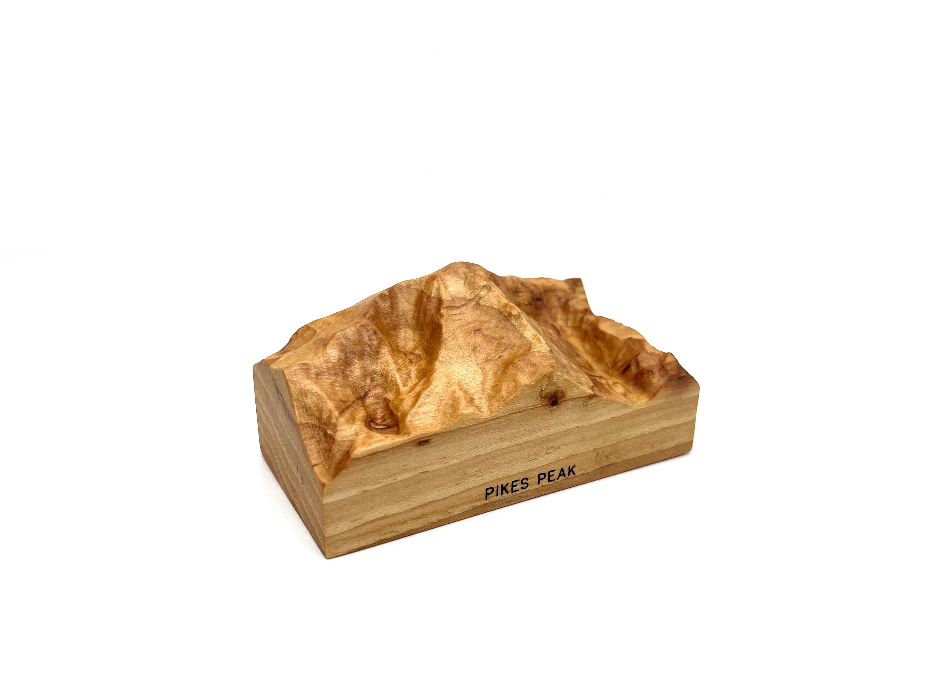 Pikes Peak Mini Model; Solid Wood Topographic Carving; Colorado Parks ...