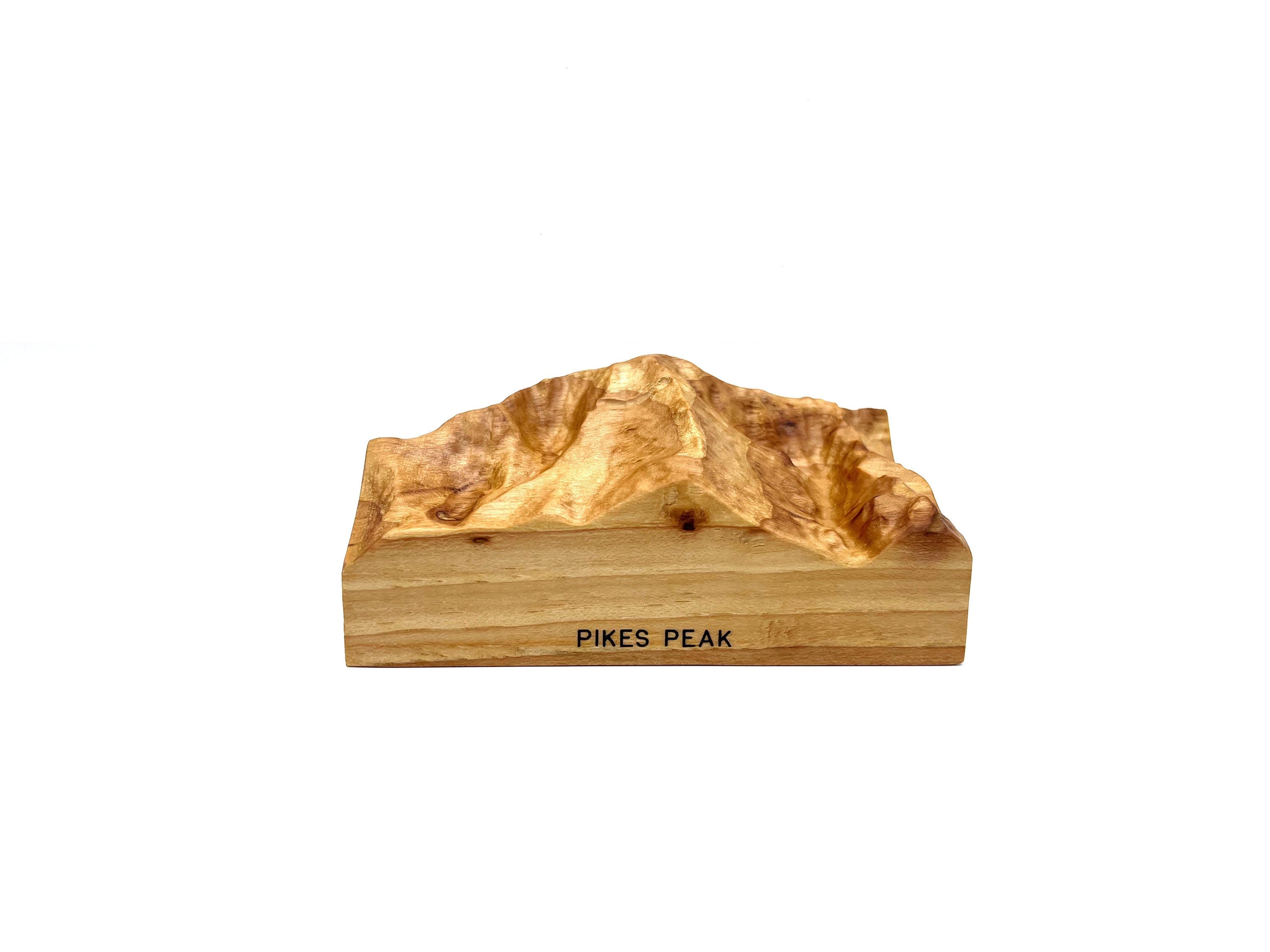 Pikes Peak Mini Model; Solid Wood Topographic Carving; Colorado Parks ...