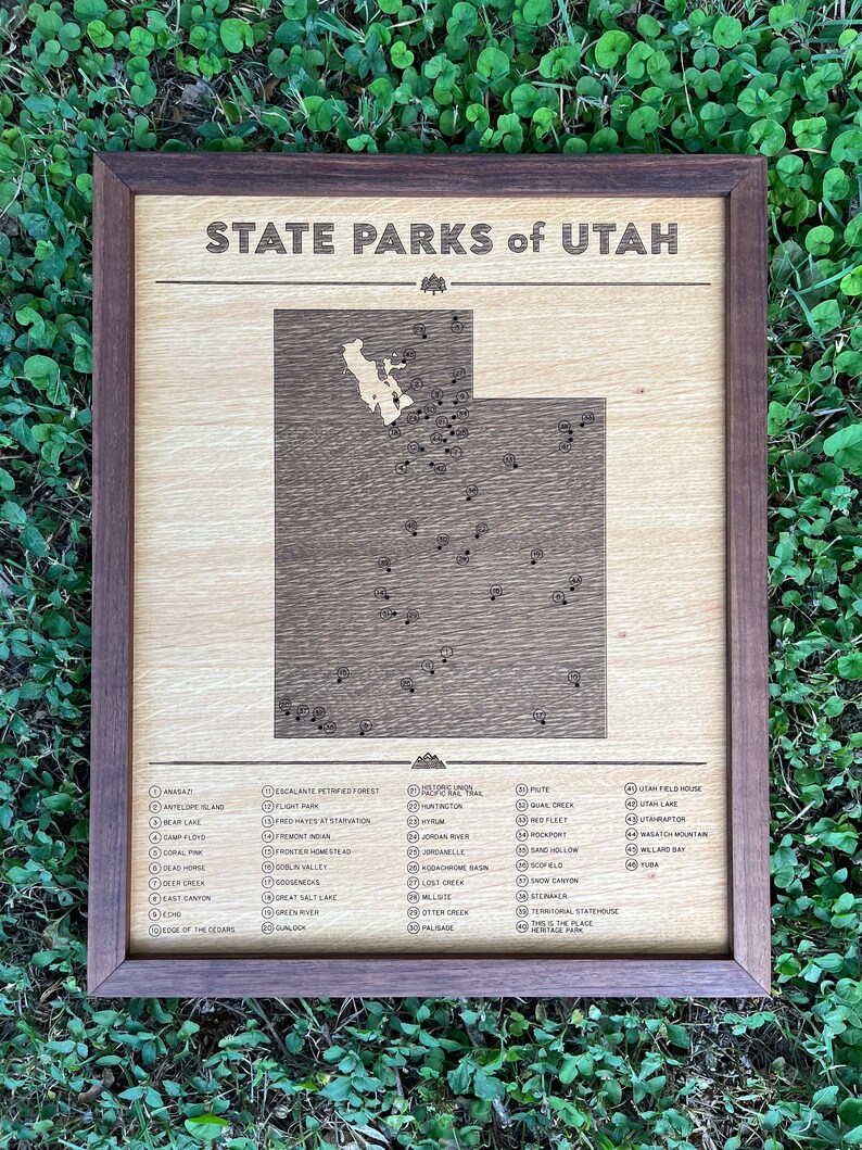 Utah State Parks Push Pin Map; Wooden Travel Tracker Map of the Utah ...