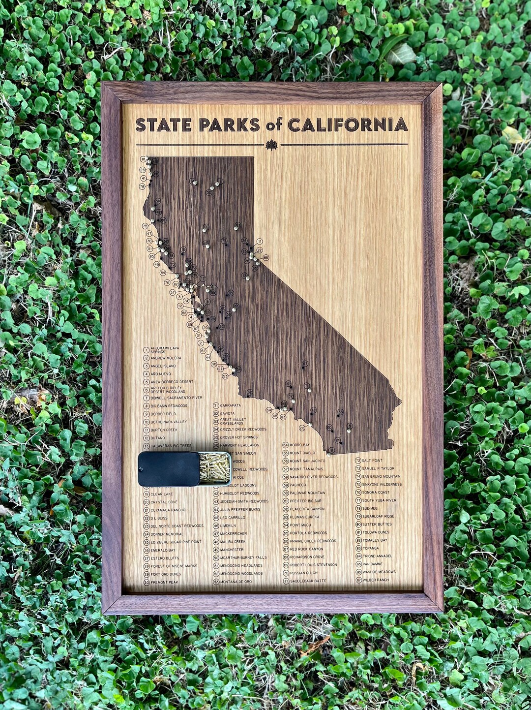 California State Parks Push Pin Map; Wooden Travel Tracker Map of the ...