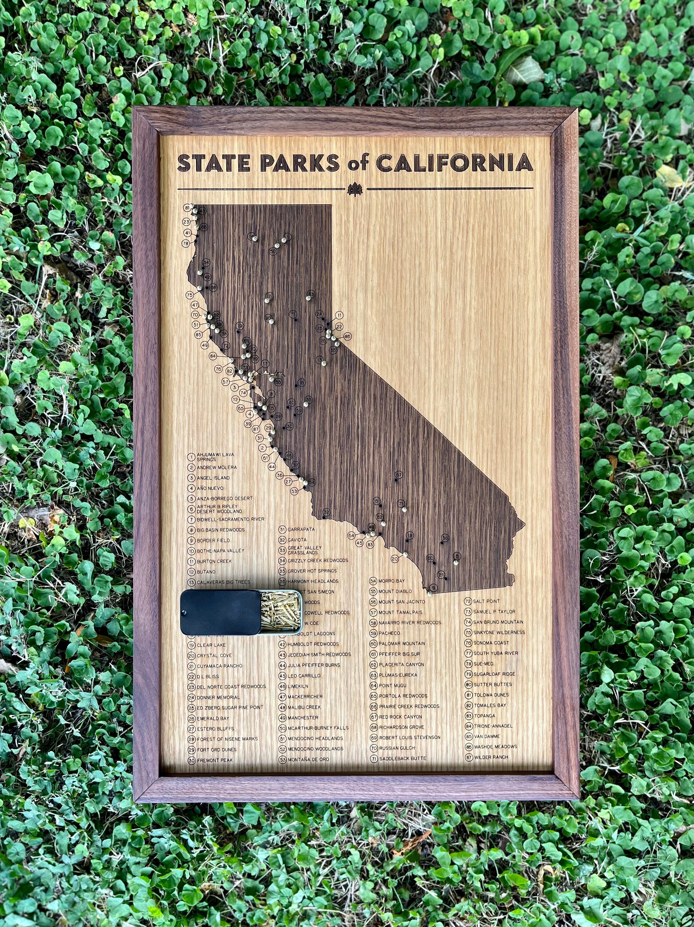 California State Parks Push Pin Map; Wooden Travel Tracker Map of the ...