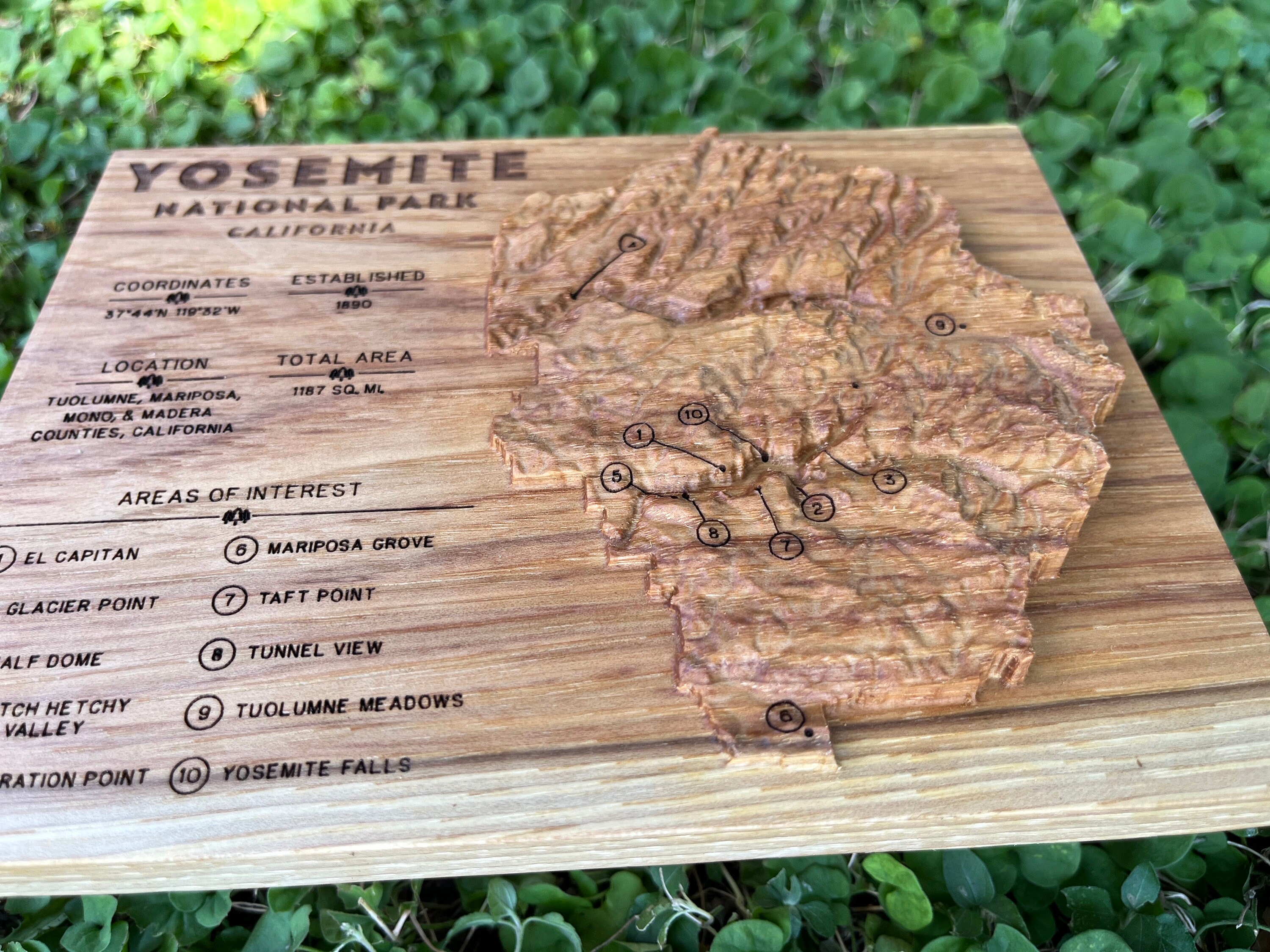 Yosemite National Park Topographic Map, Carved From a Solid Block of ...