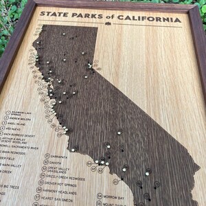 California State Parks Push Pin Map Wooden Travel Tracker Map | Etsy