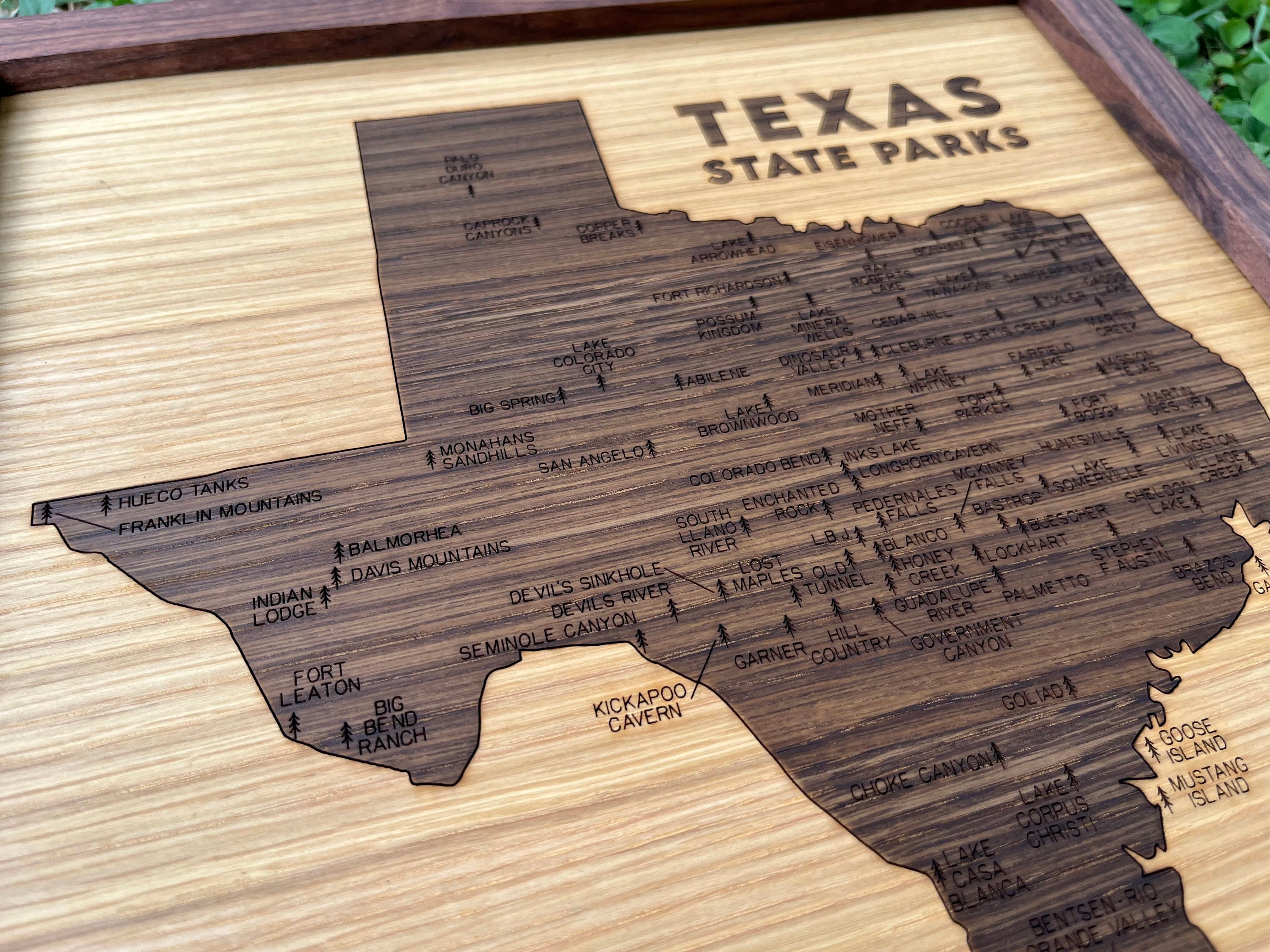 Texas State Parks Map, 12x12; Wooden Oak Map of Texas and Its State ...