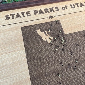 Utah State Parks Push Pin Map; Wooden Travel Tracker Map of the Utah ...