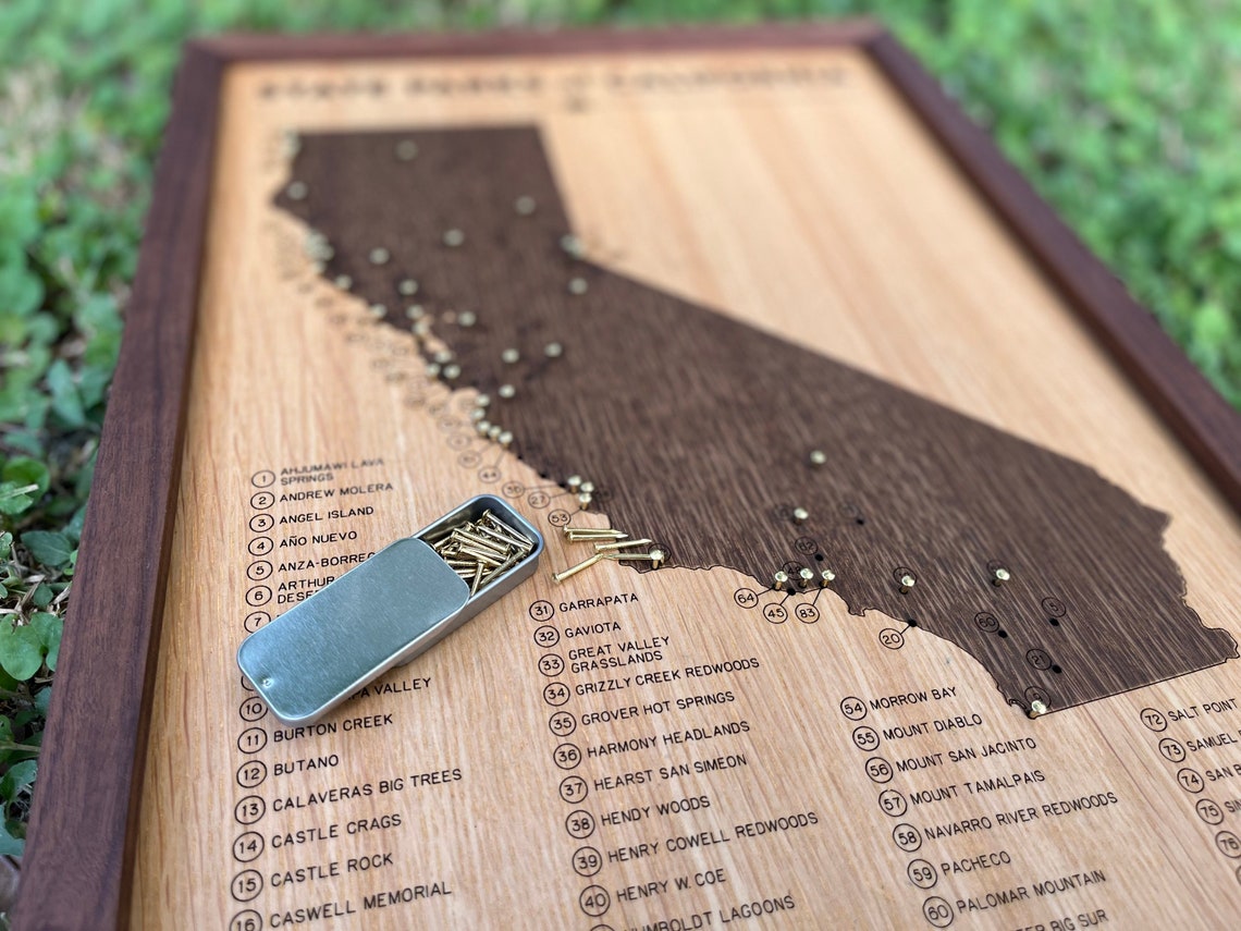 California State Parks Push Pin Map Wooden Travel Tracker Map | Etsy