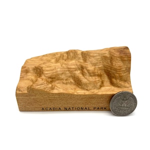 Acadia National Park Topography Model; Solid Wood Carving; National ...