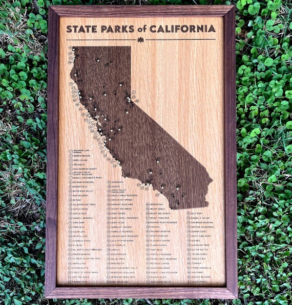 California State Parks Push Pin Map Wooden Travel Tracker Map | Etsy