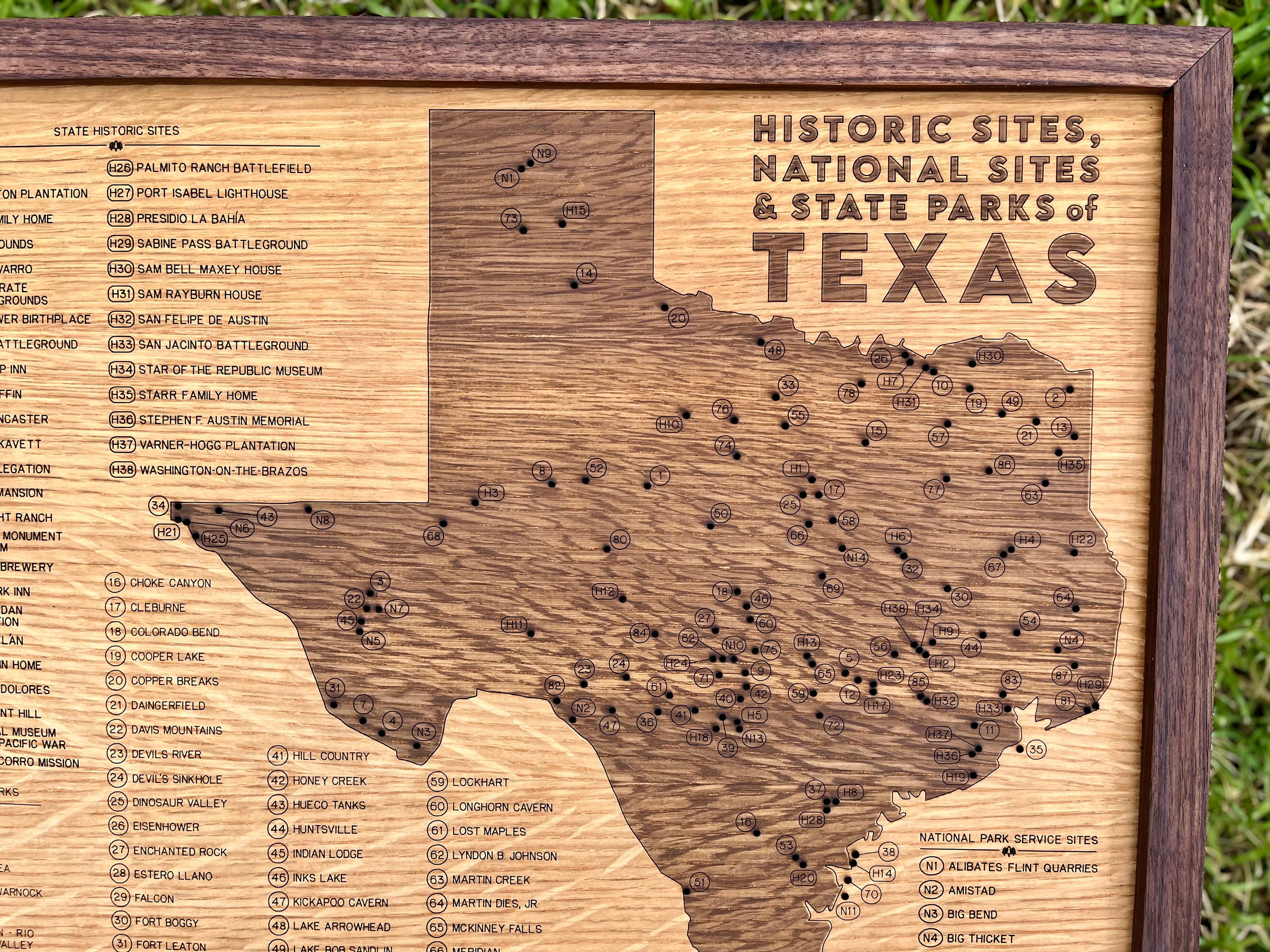 Texas State Parks Push Pin Map With NPS Sites and State Historic Sites ...