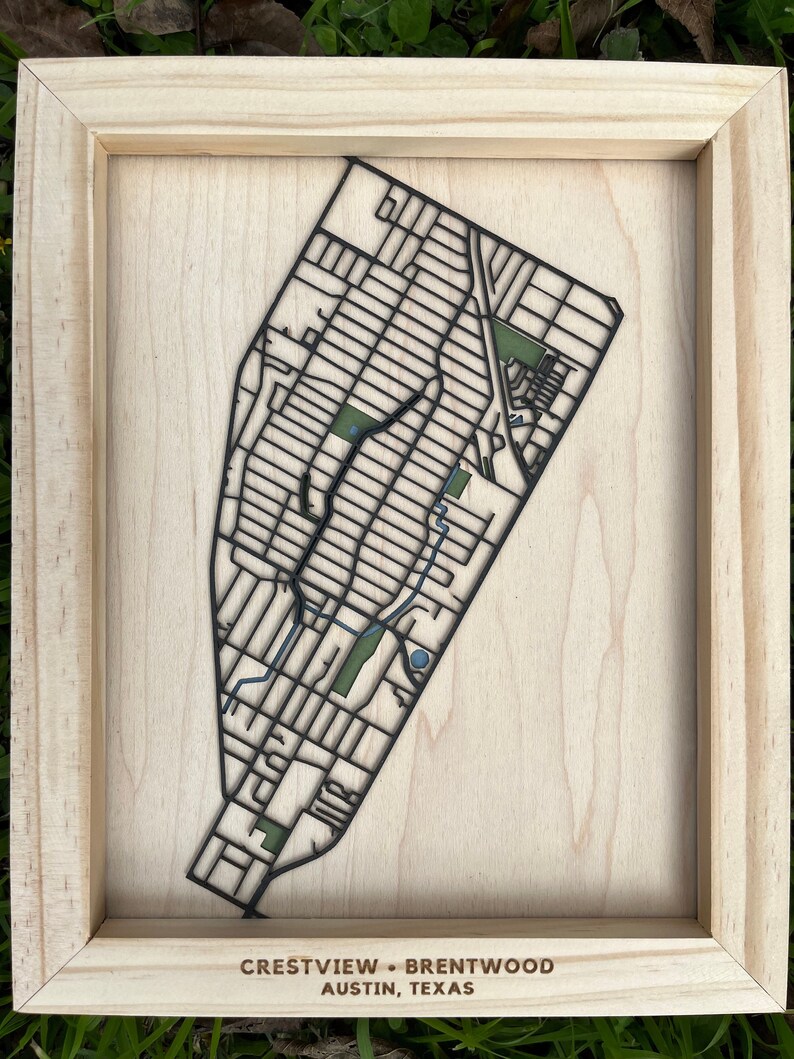 Austin, Texas Neighborhood Maps; Layered Laser Cut Topographical Map ...