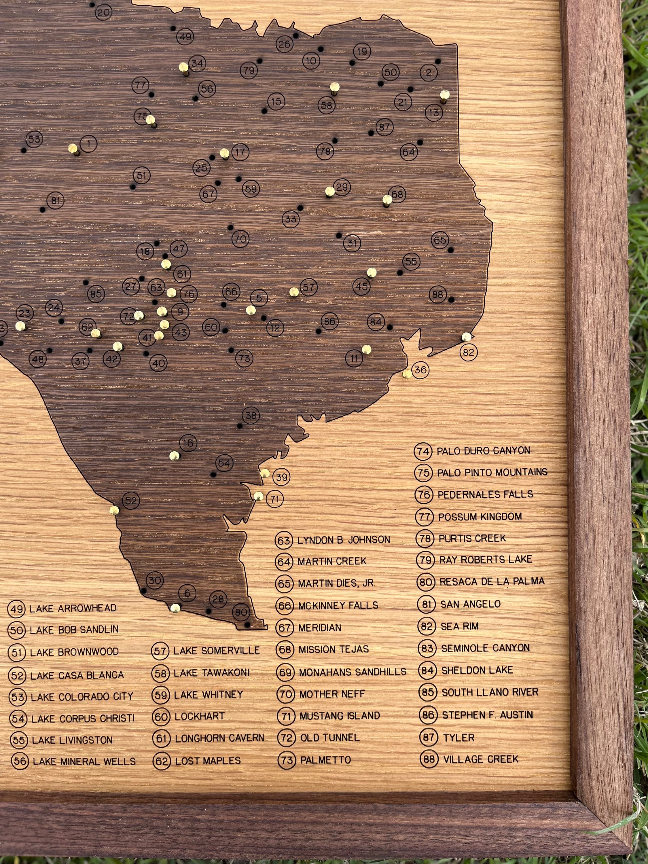 Texas State Parks Push Pin Map, 16 X 16 Wooden Travel Tracker Map of ...