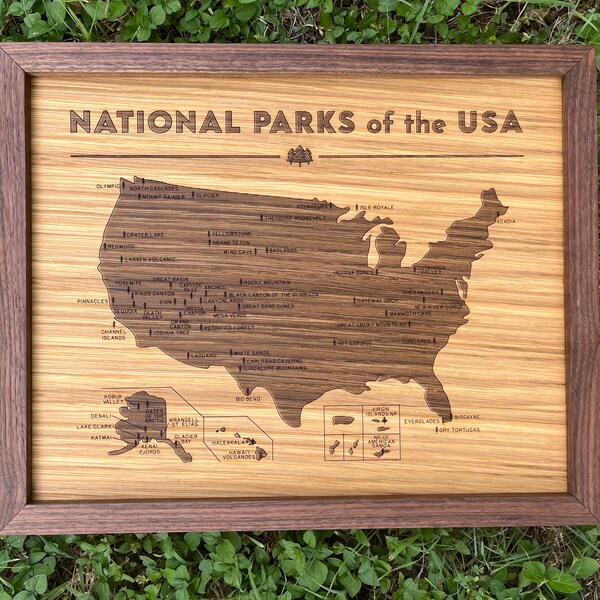 Wooden Map of Usa National Parks - Etsy