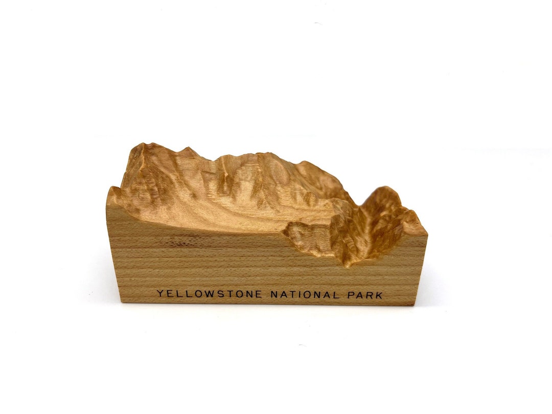 Yellowstone National Park Wood Carving; Solid Wood Topography Souvenir ...