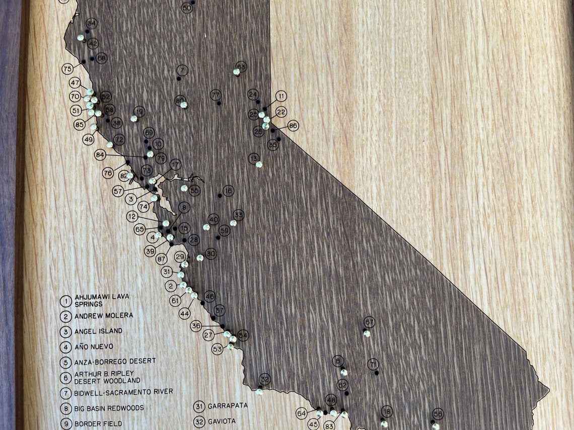 California State Parks Push Pin Map Wooden Travel Tracker Map | Etsy