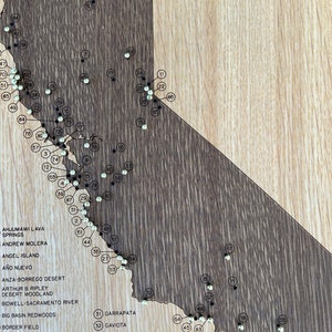 California State Parks Push Pin Map Wooden Travel Tracker Map - Etsy