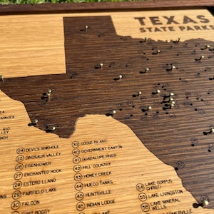Texas State Parks Push Pin Map, 13 X 13 Wooden Travel Tracker Map of ...