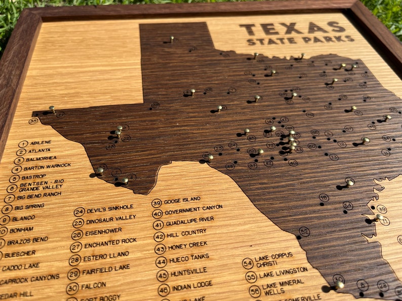 Texas State Parks Push Pin Map, 13 X 13 Wooden Travel Tracker Map of ...