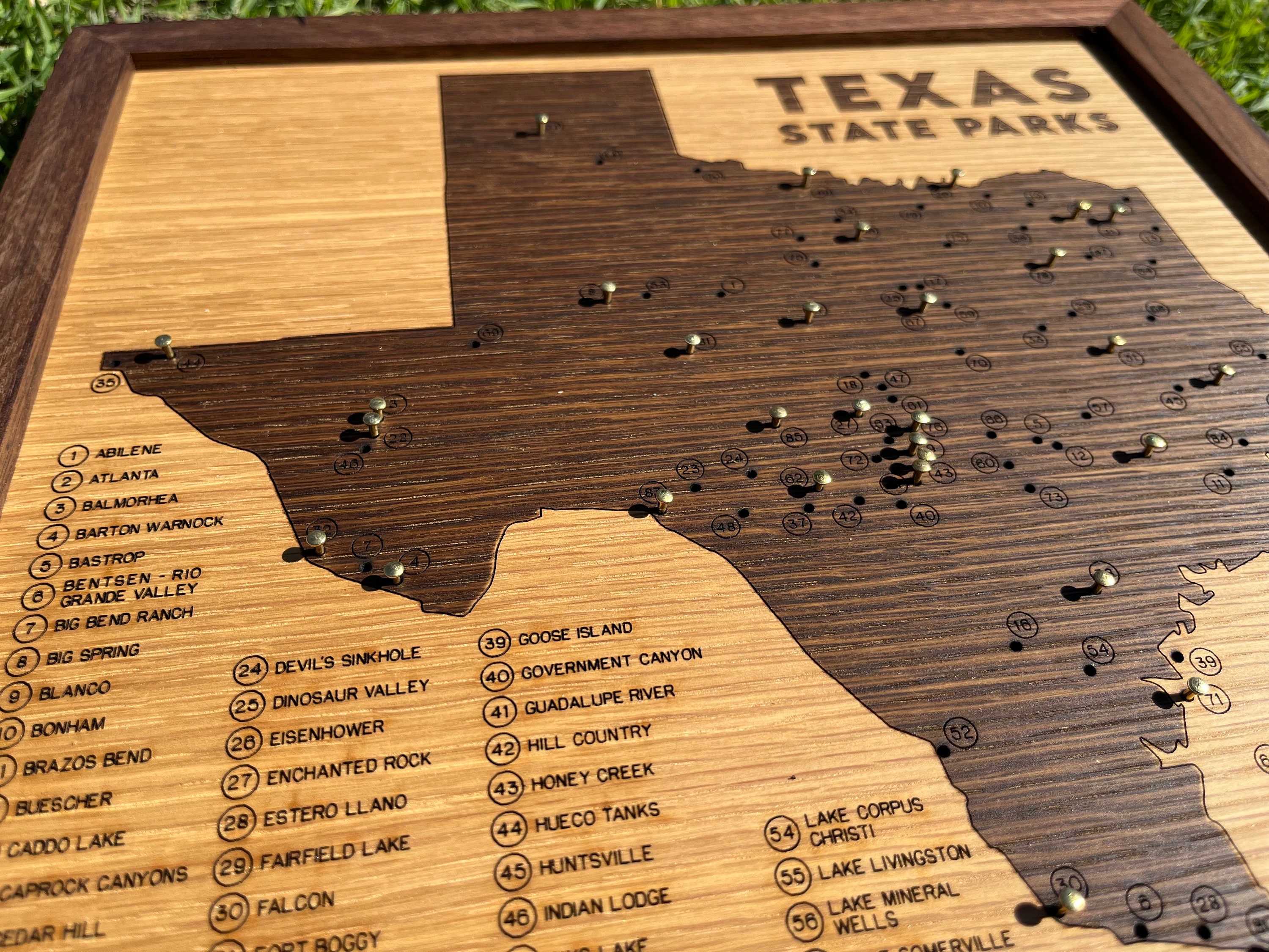 Texas State Parks Push Pin Map, 13 X 13 Wooden Travel Tracker Map of ...