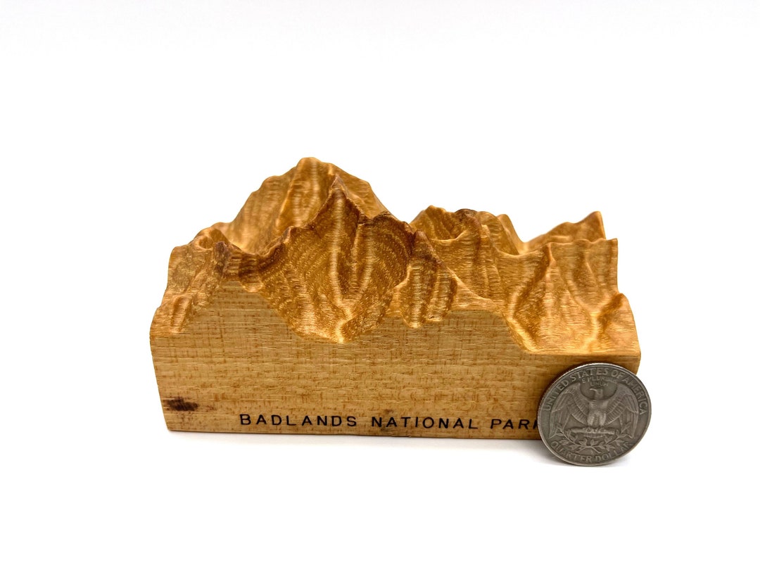 Badlands National Park Topography Carving; Solid Wood Landscape Model ...