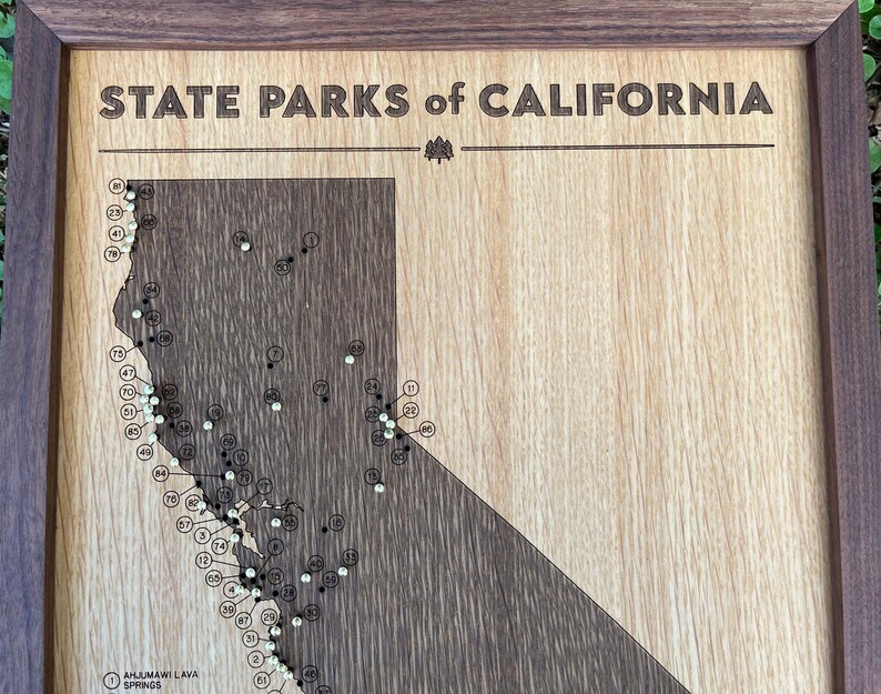 California State Parks Push Pin Map Wooden Travel Tracker Map - Etsy