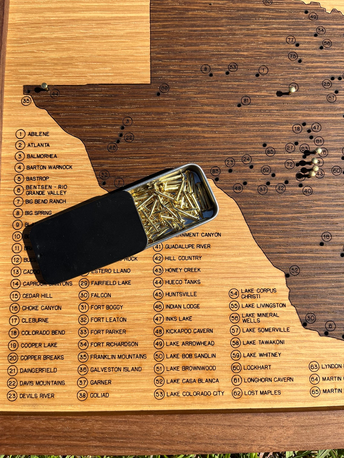 Texas State Parks Push Pin Map, 13 X 13 Wooden Travel Tracker Map of ...