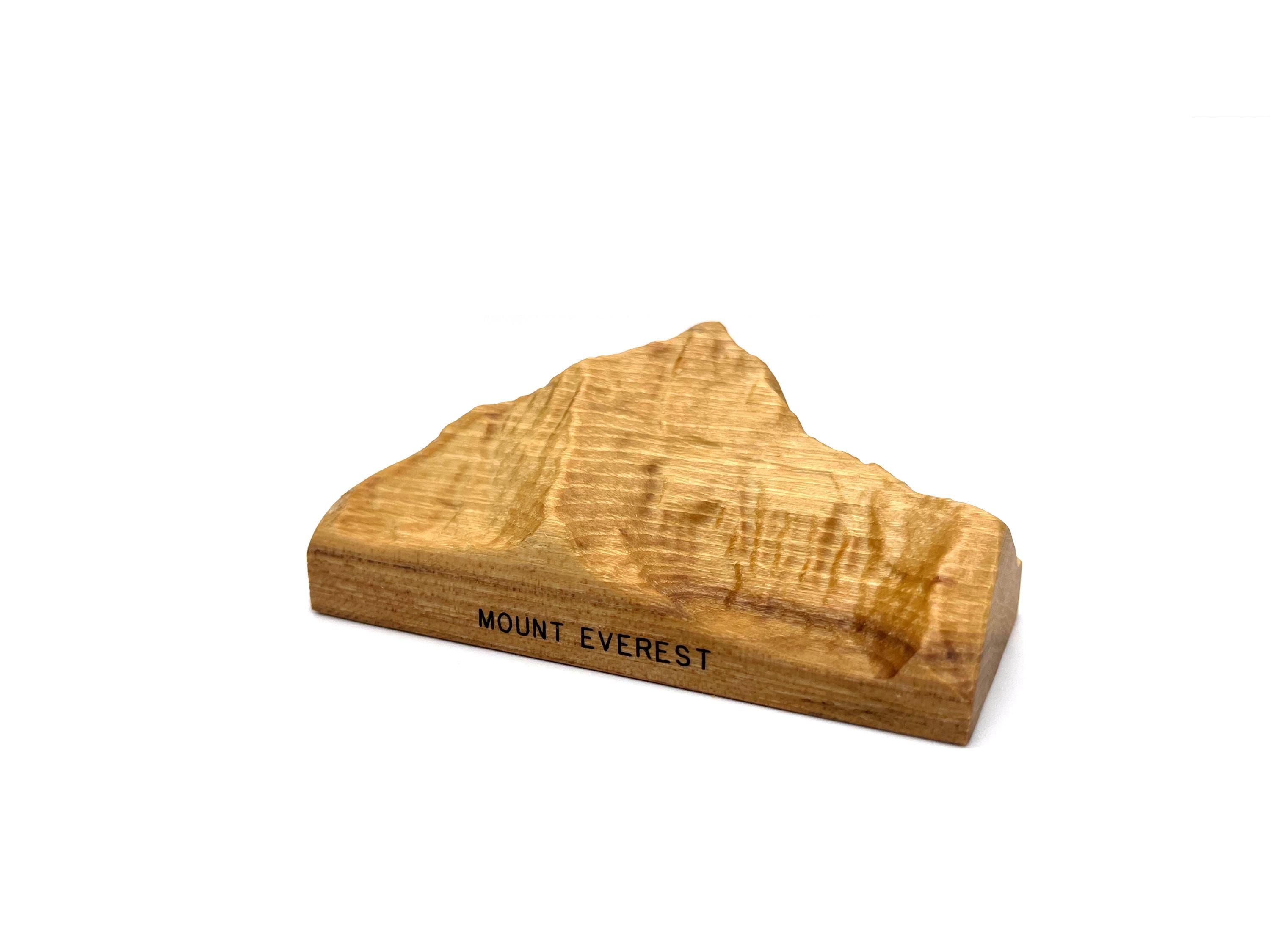 Mount Everest Mini Sculpture; Solid Wood Topographic Mountain Carving ...