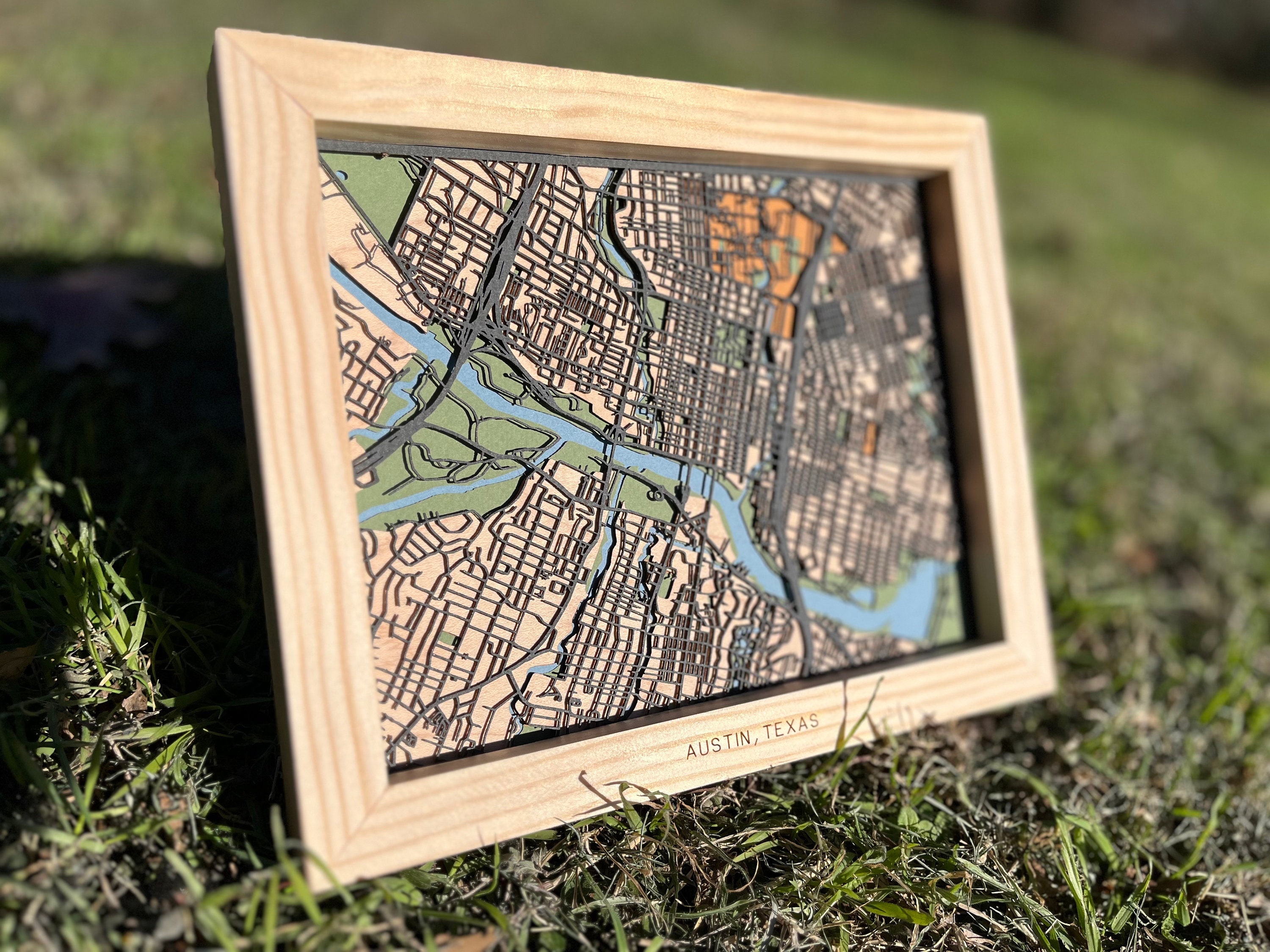 Austin, Texas Map Layered Laser Cut Topographical Map With Park ...