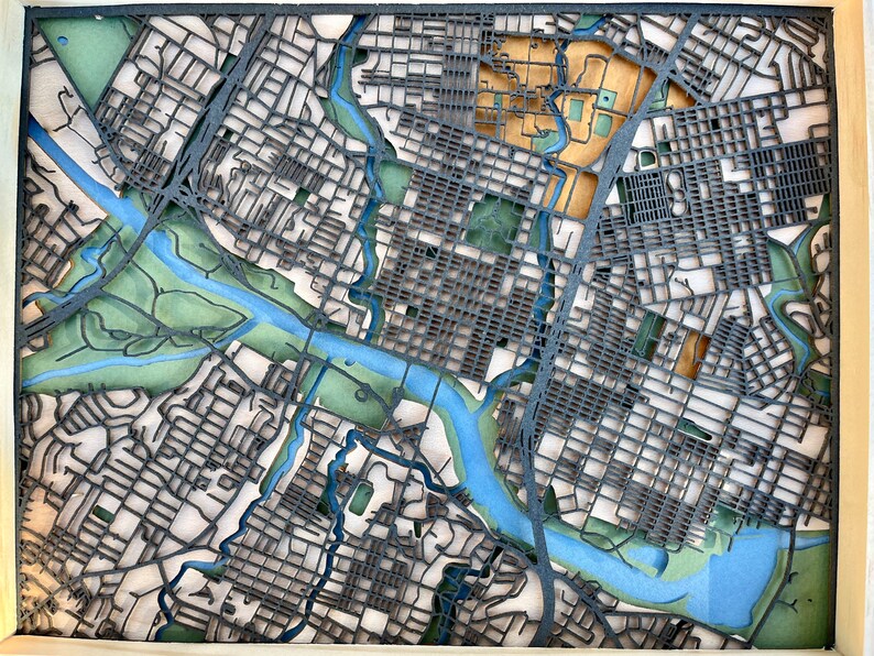 Austin, Texas Map Layered Laser Cut Topographical Map With Park ...