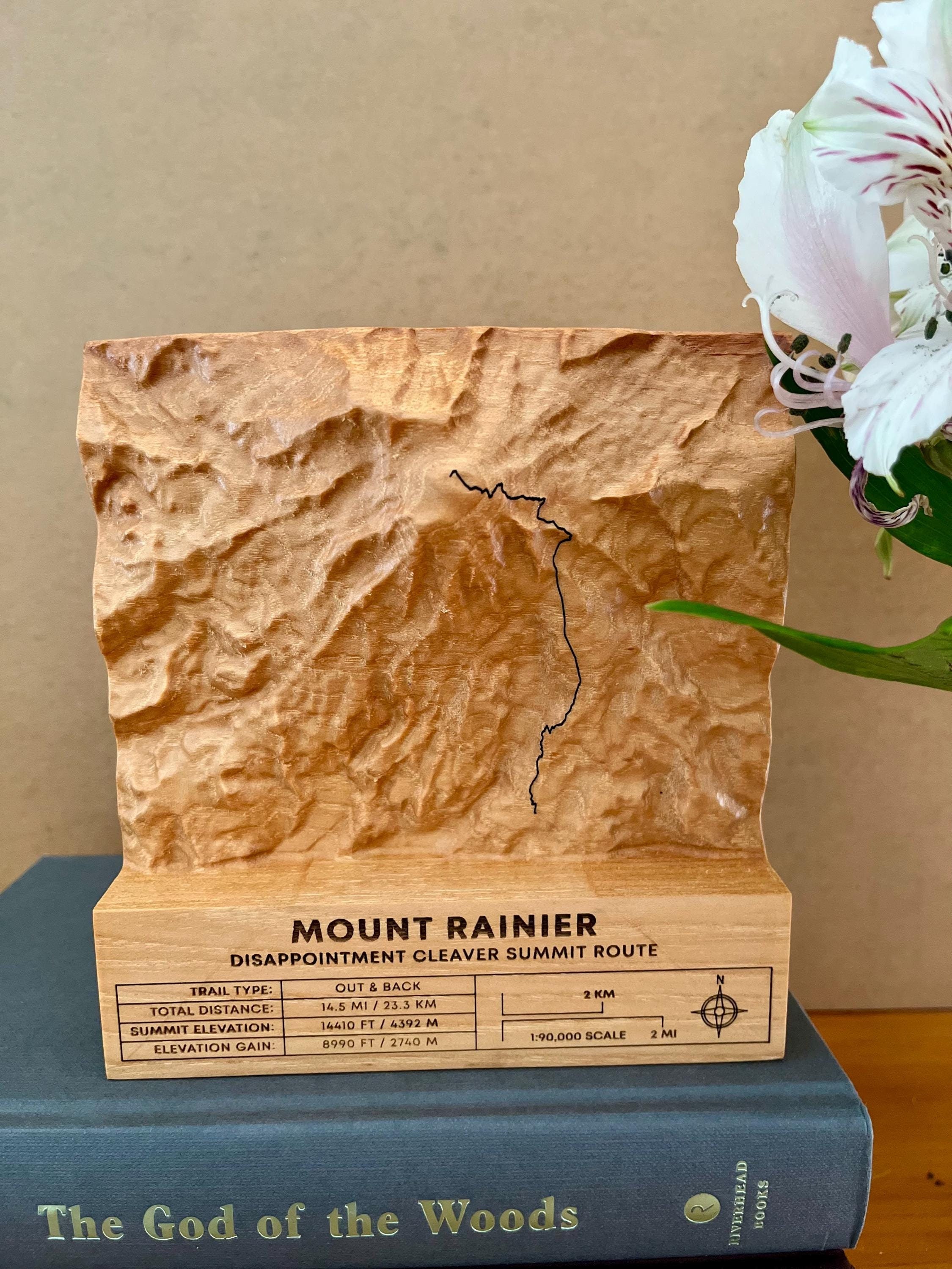 Mount Rainier Summit 3D Trail Map; Plaque-style Trophy Detailing the ...