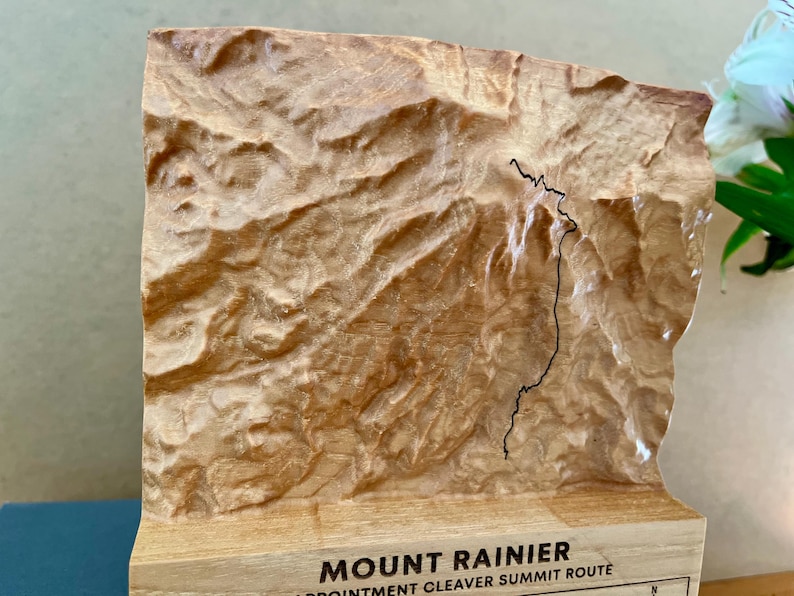 Mount Rainier Summit 3D Trail Map; Plaque-style Trophy Detailing the ...