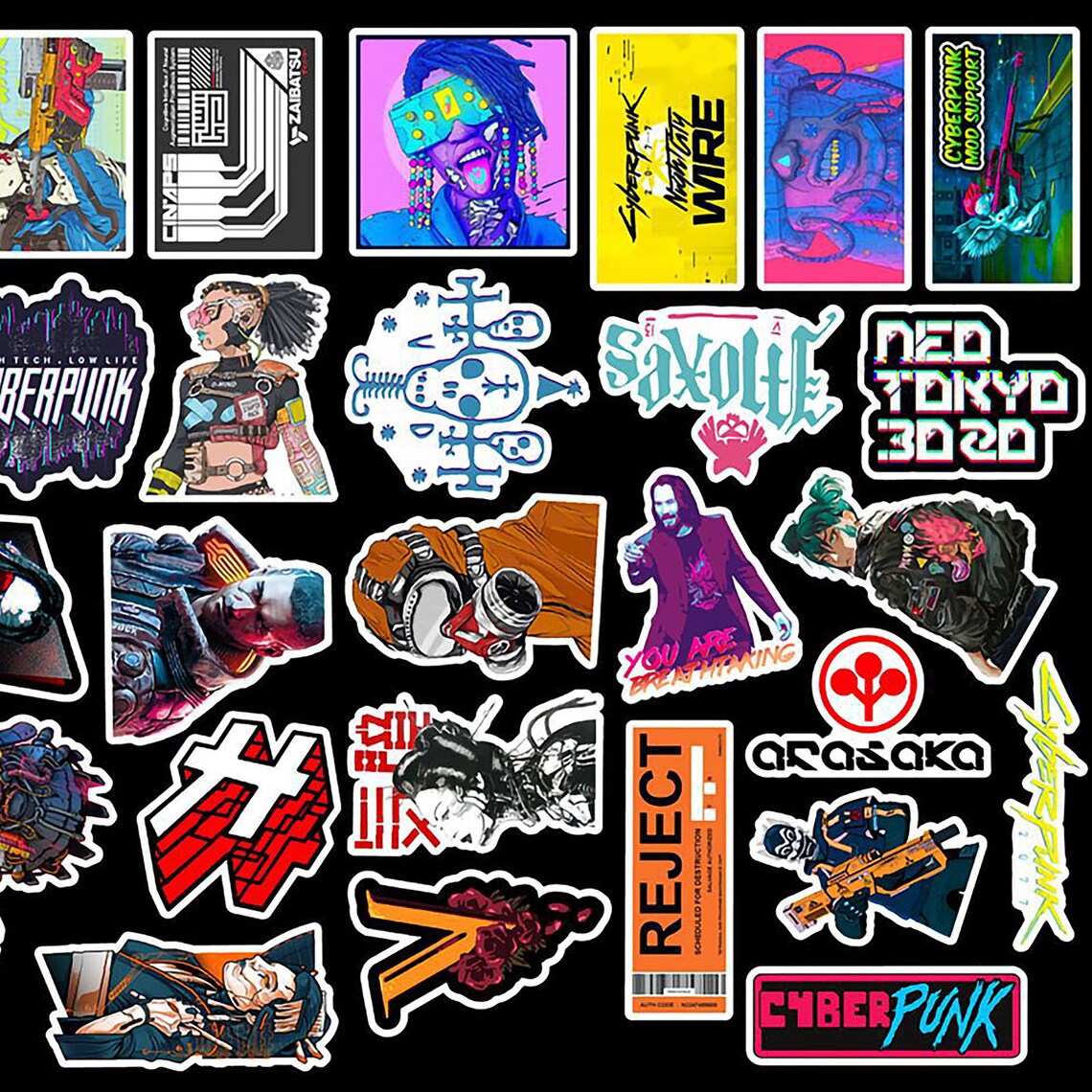 50pcs Cyberpunk 2077 stickers Ver 3.0 pc/ps4/Xbox | Etsy