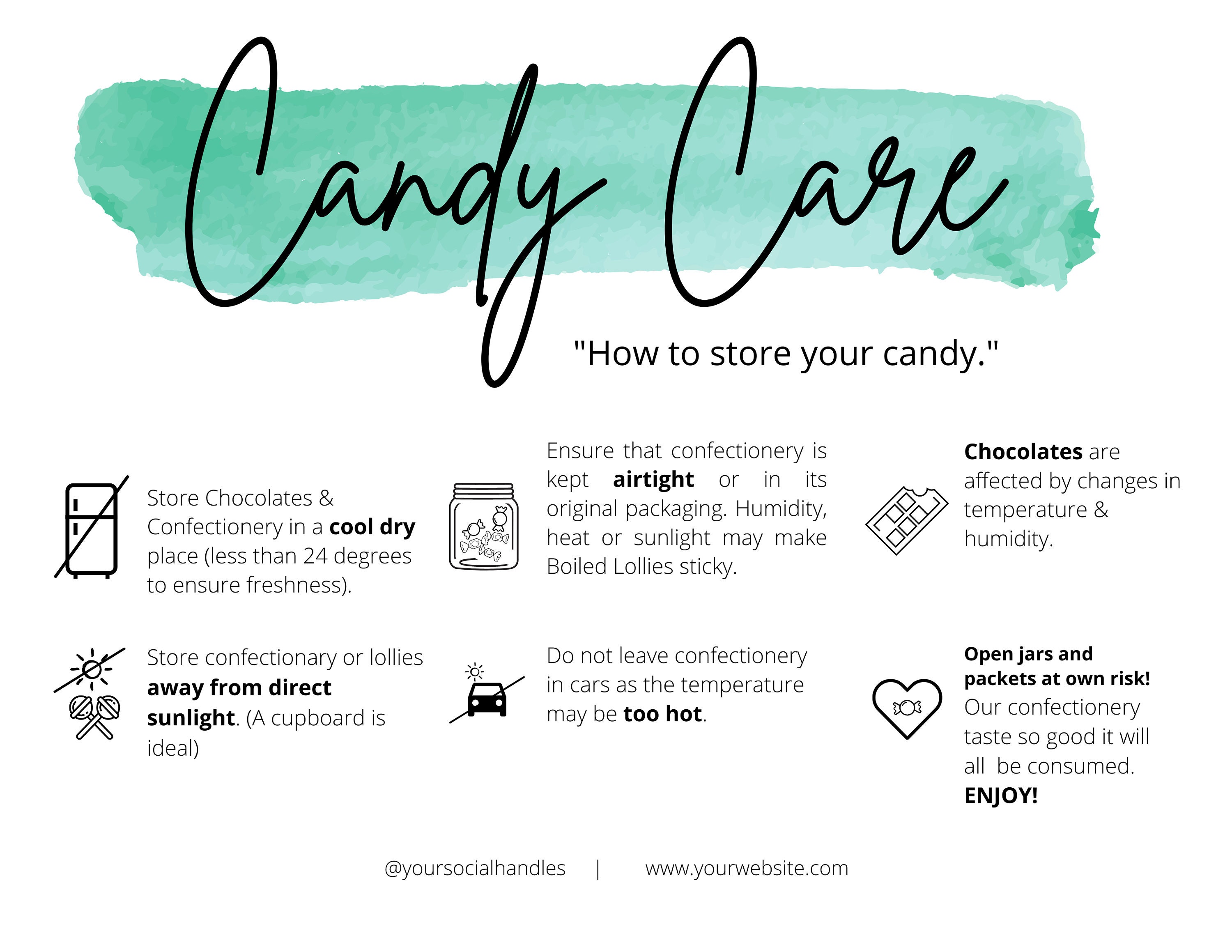 Editable Candy Care Card, DIY Care Card Inserts, Lolly Care Template ...