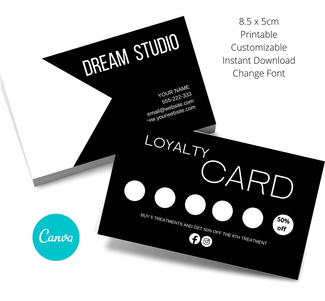 Minimalist Black and White Loyalty Card Template, Loyalty Card ...