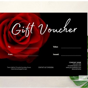 Red Rose Gift Voucher Template, Gift Certificate, Gift Voucher ...
