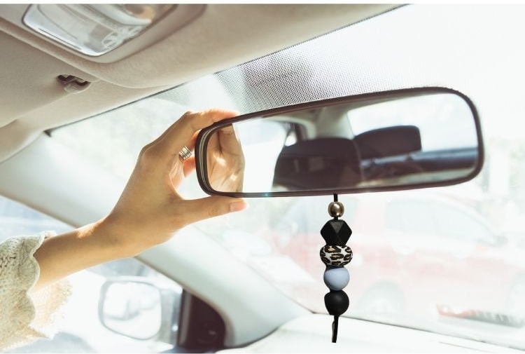 Car Rear View Mirror Dangle Black White Gold Silicone Bead - Etsy