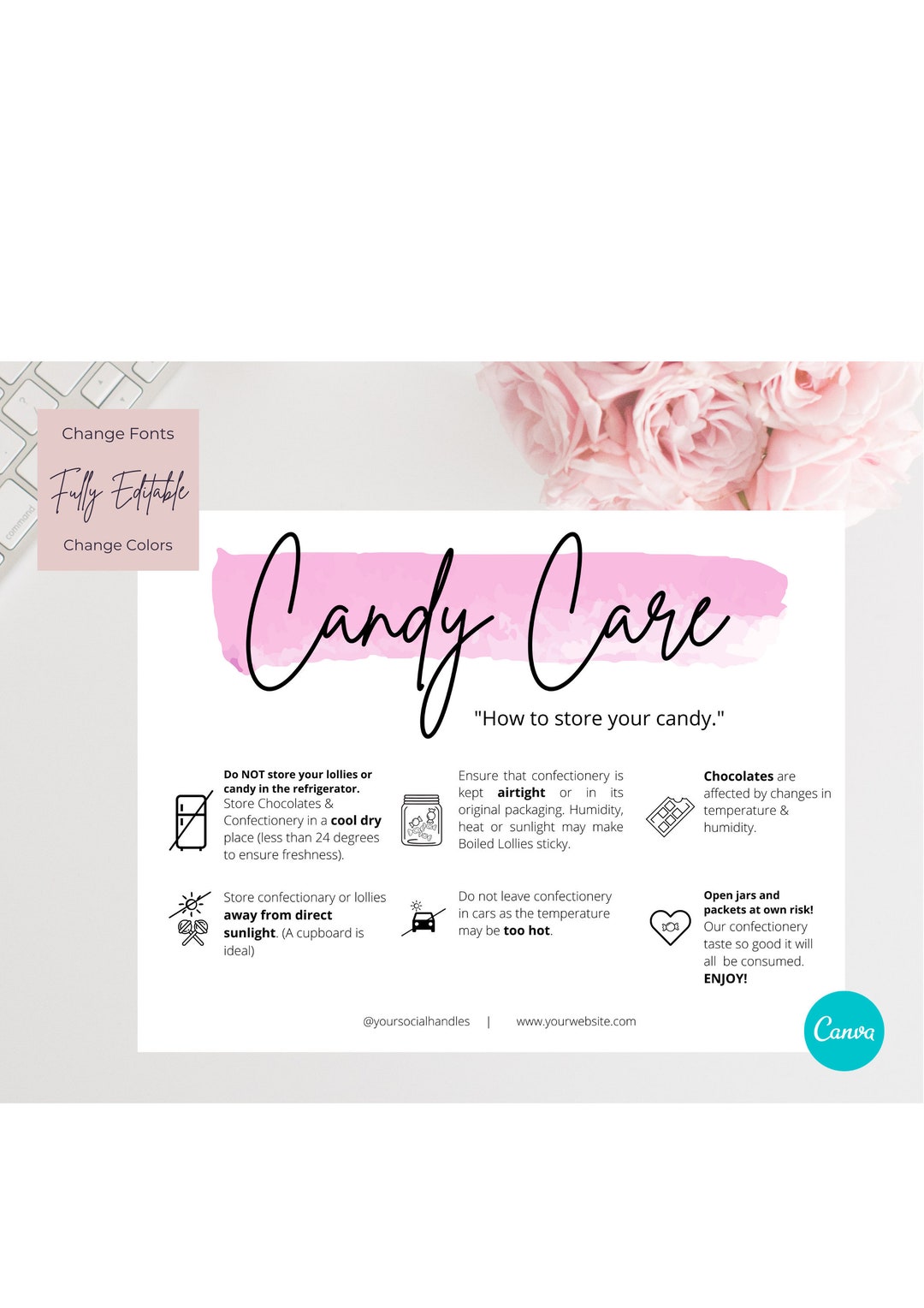 Candy Care Cards DIY Care Card Lolly Care Template - Etsy