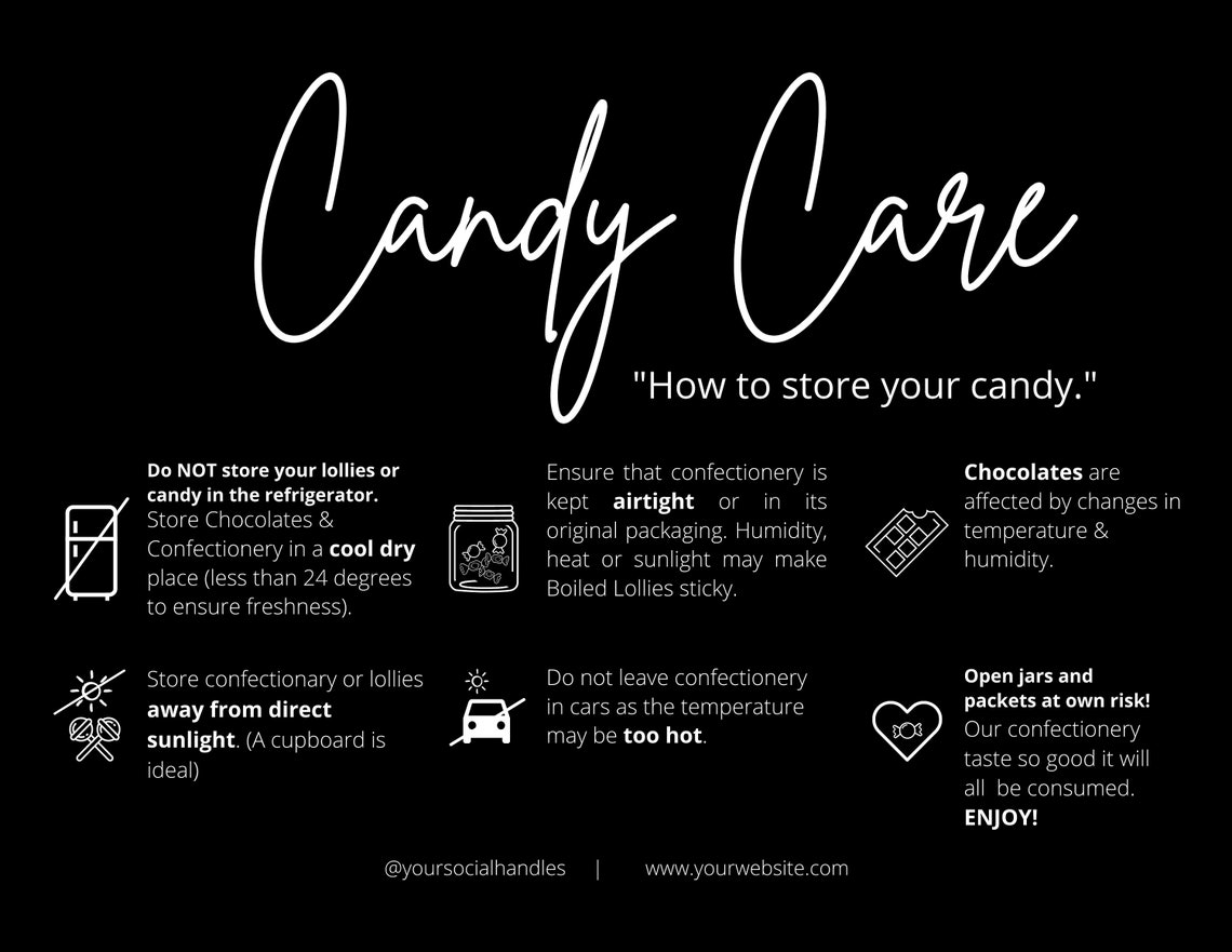 Editable Candy Care Package, Printable Candy Care Card Template, Sweets ...