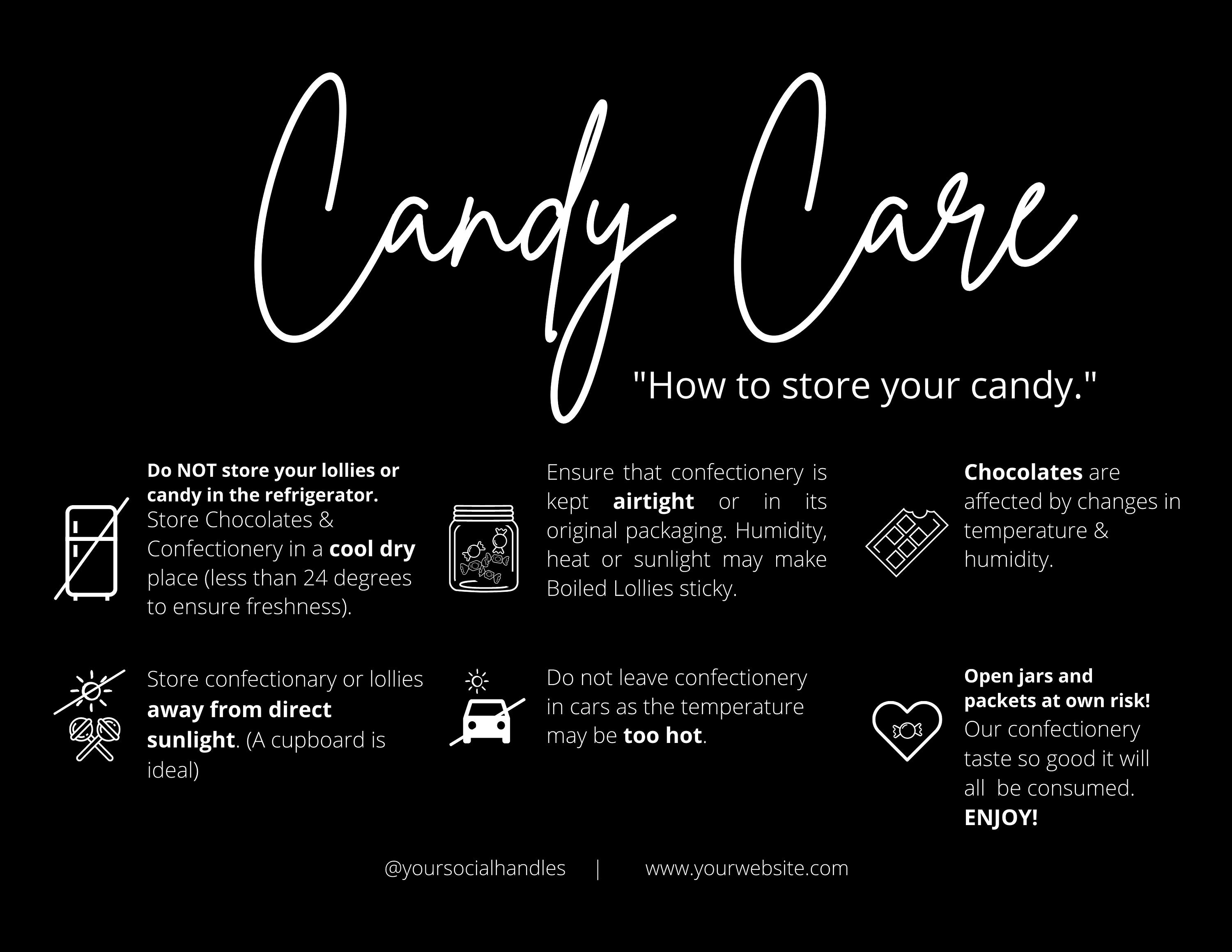 Editable Candy Care Package, Printable Candy Care Card Template, Sweets ...