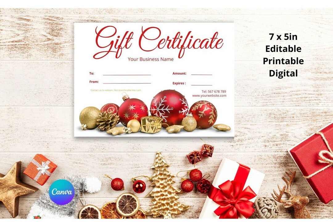 Christmas Gift Voucher Editable Template, Gift Certificate, Editable ...