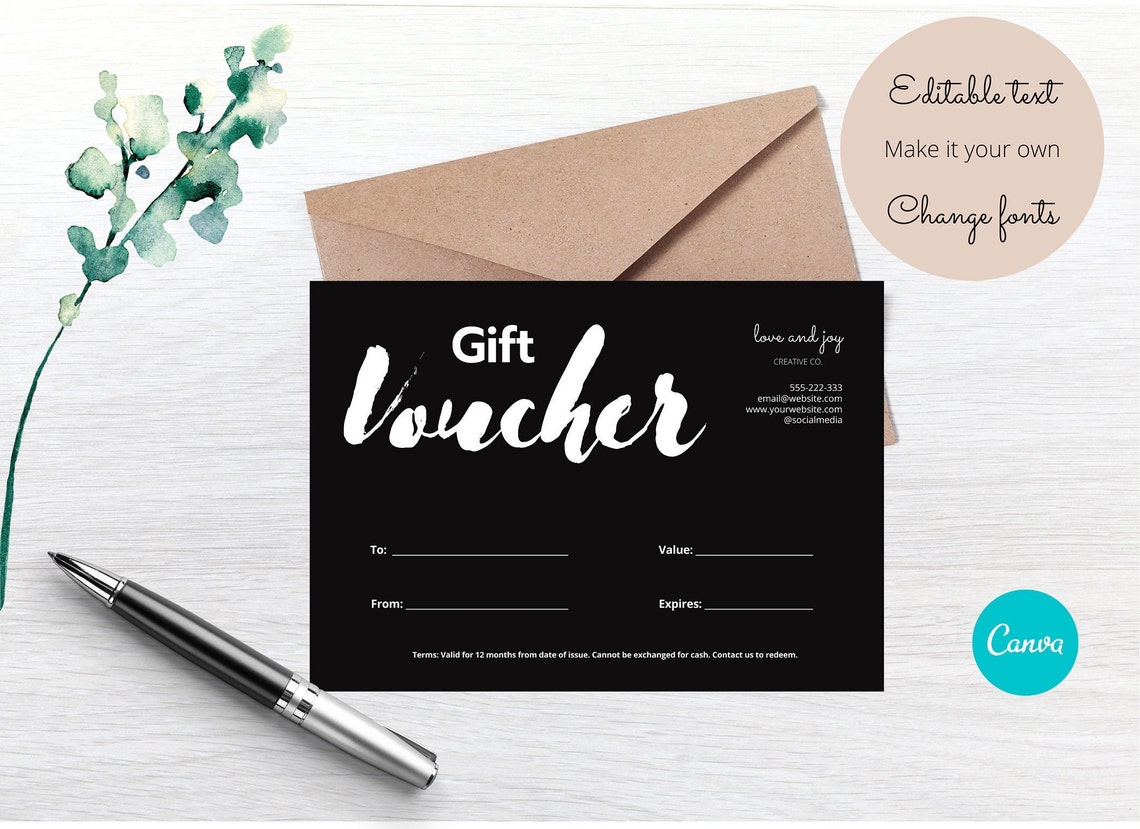 Black White Gift Voucher Template, Minimalist Gift Certificate ...