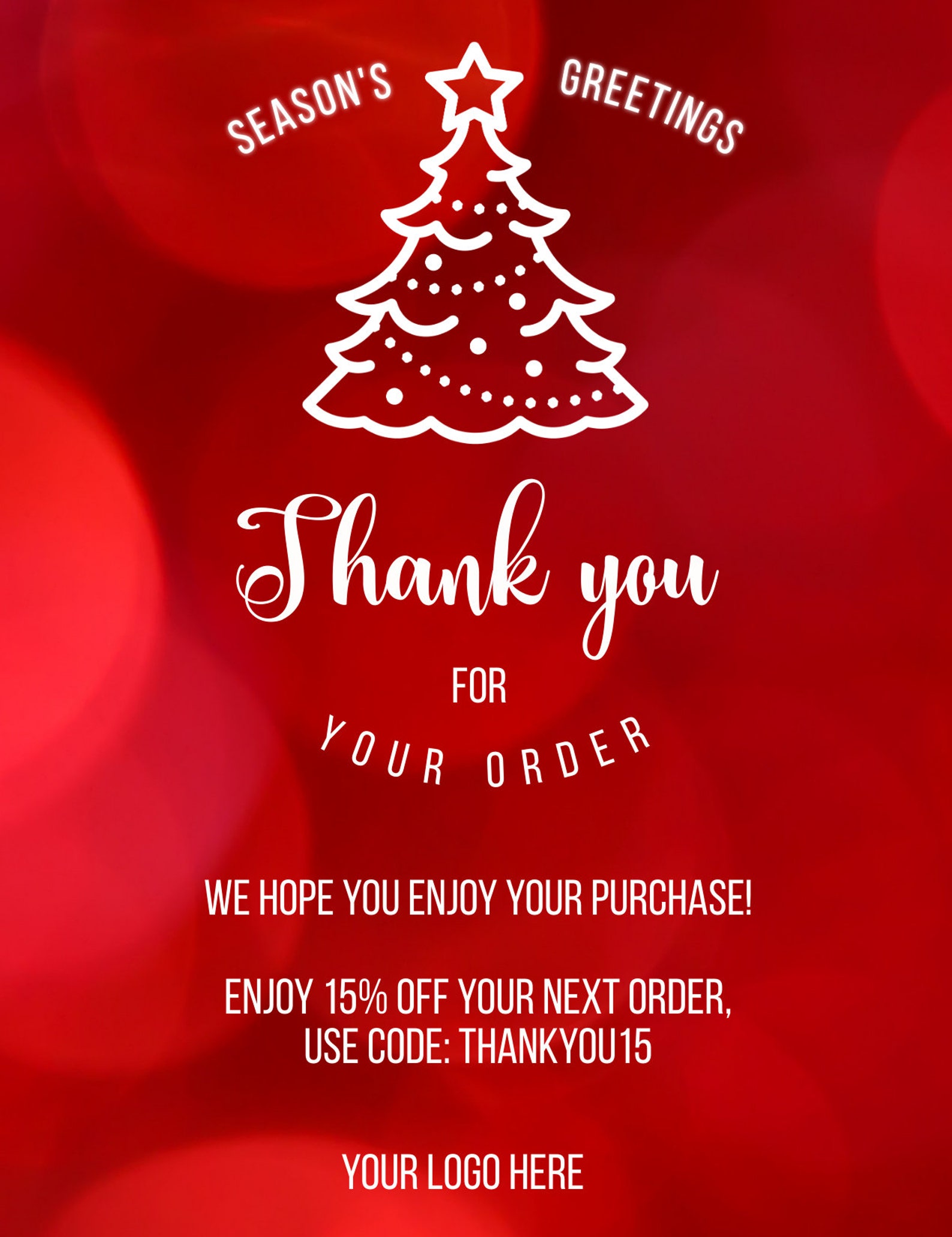 Christmas Thank You for Your Order Card, Christmas Small Business ...