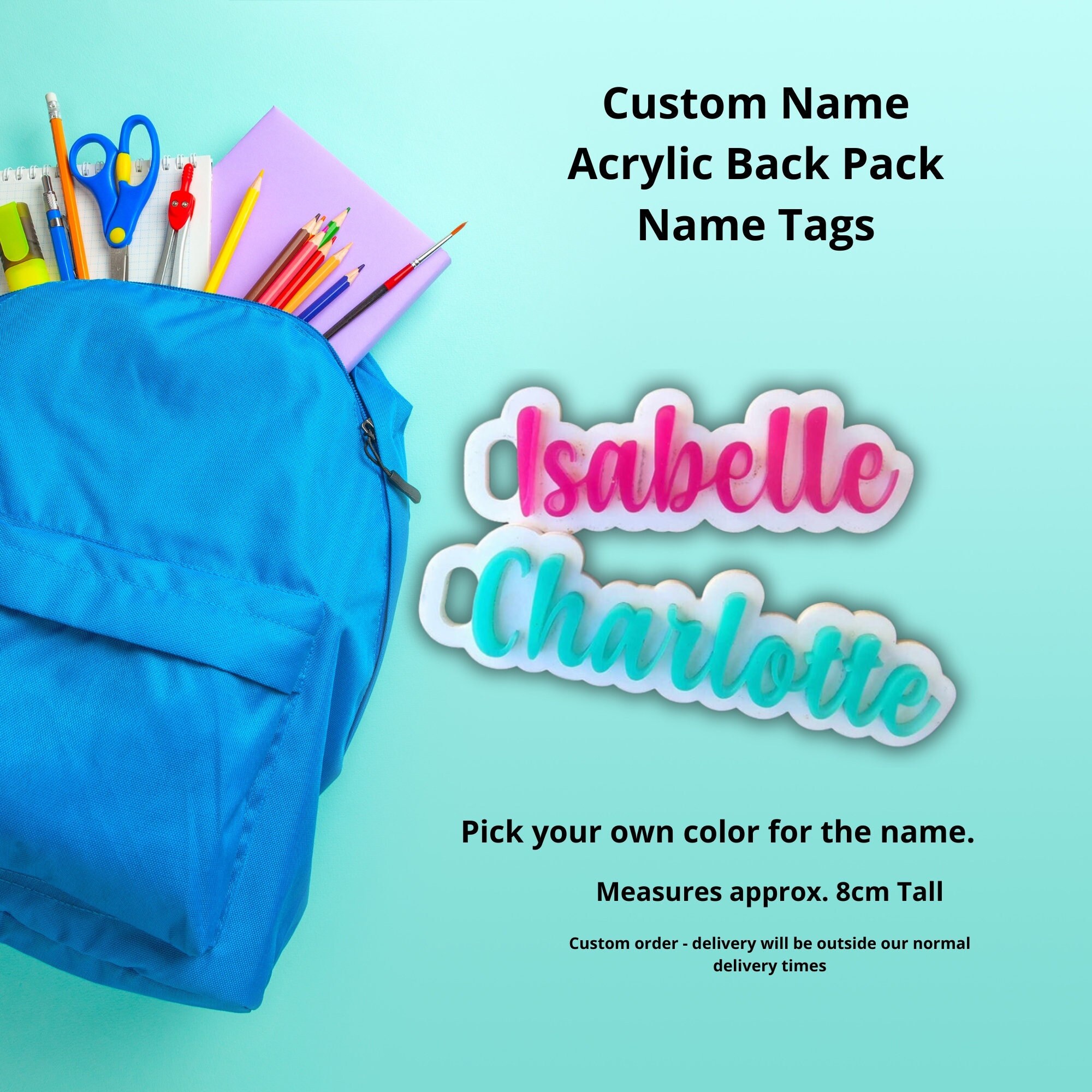 Personalised Acrylic Bag Name Tags | Baby Bag Tags | Custom Design ...