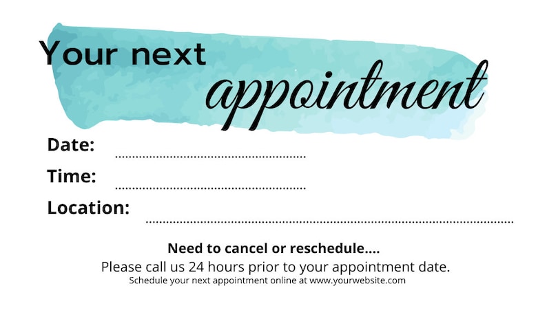 Appointment Card Template, Minimalist DIY Appointment Card, Editable ...