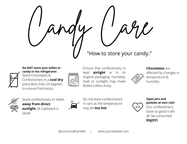 Editable Lolly Care Card, Printable Candy Care Template, Black White ...