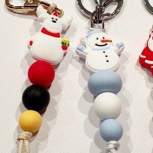 Christmas Key Ring Silicone Bead - Reindeer/snowman/santa/ginger Bread ...