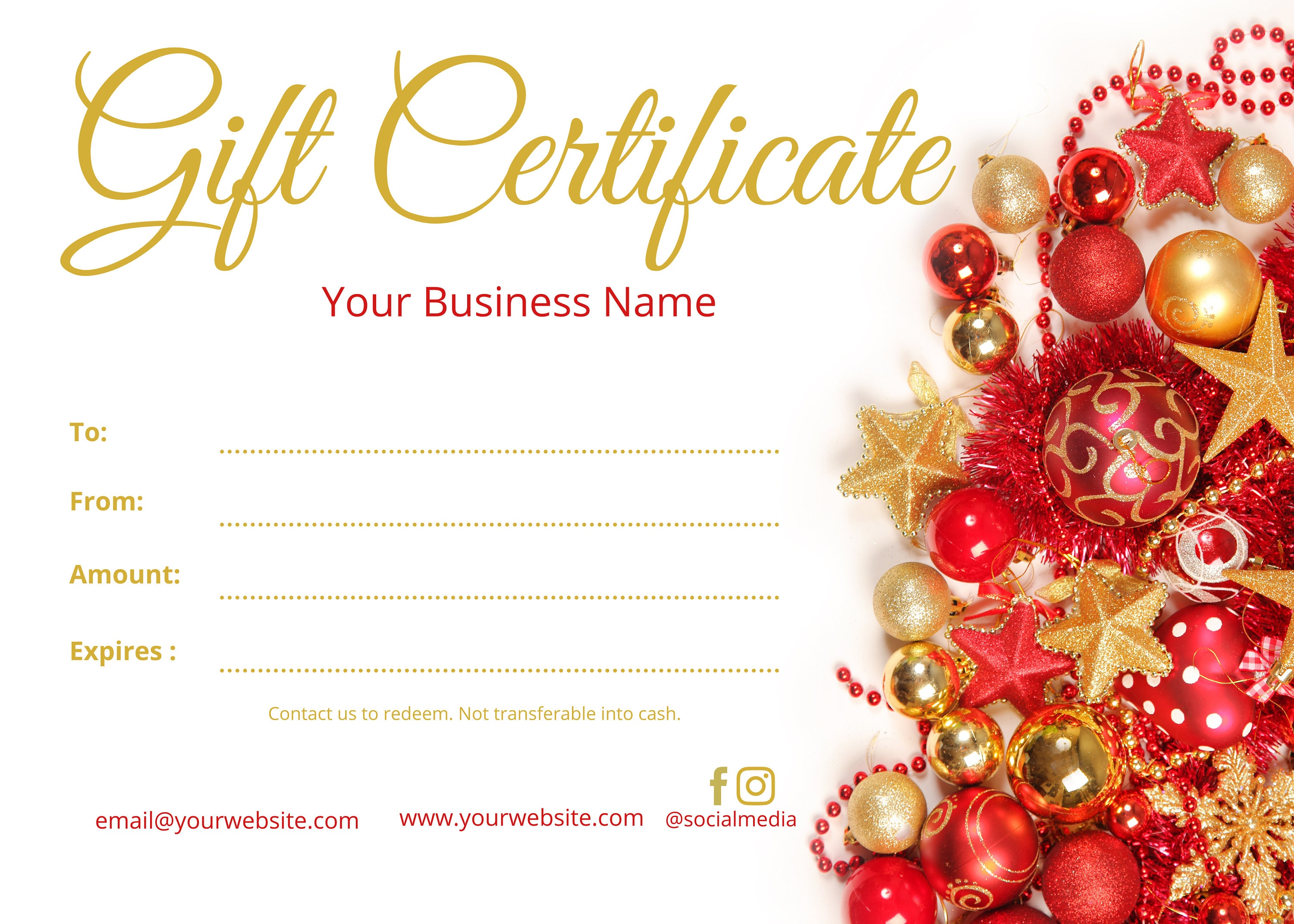 Christmas Gift Voucher Editable Template Red Gold Gift - Etsy