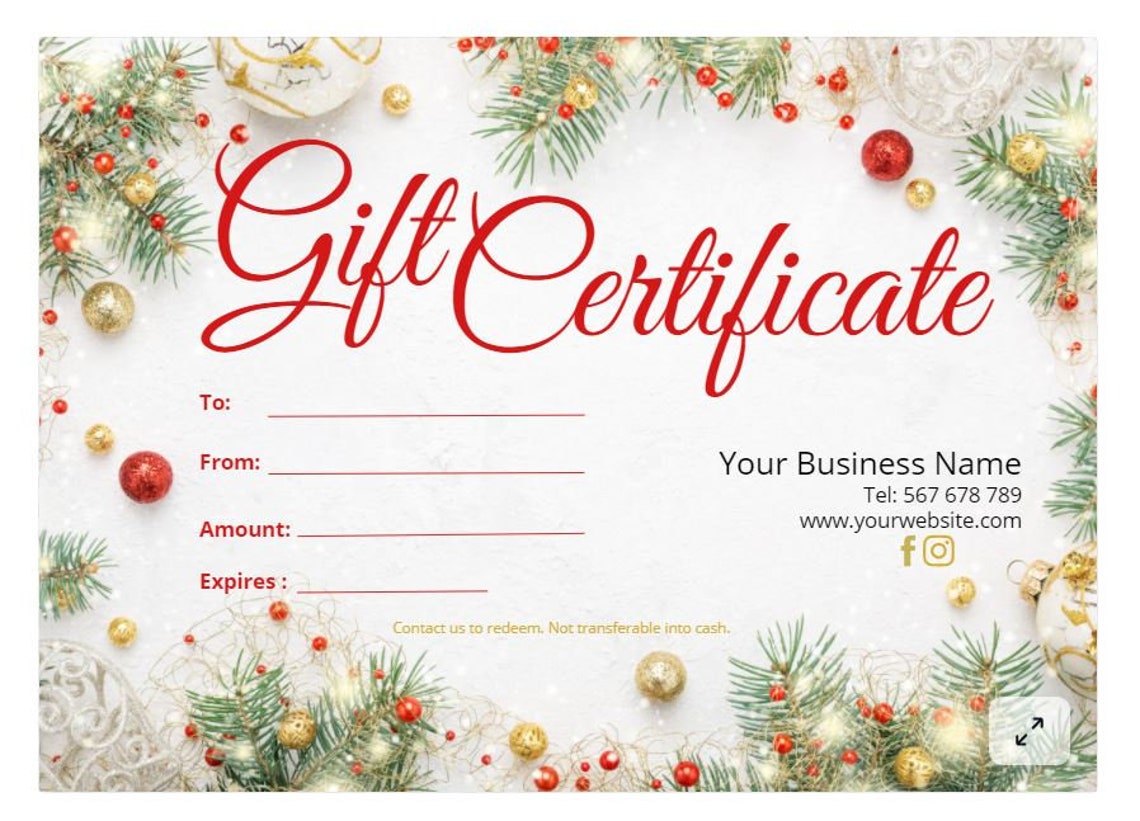 Christmas Gift Voucher Editable Template, Gift Certificate, Editable ...